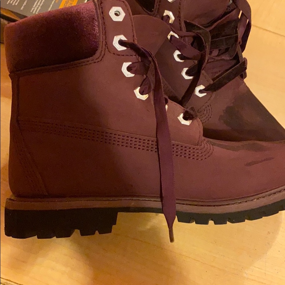 Brand New Maroon Velvet Timbs - Gem